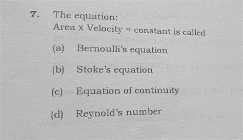 The Equation Area × Velocity Constant Is Called Filo