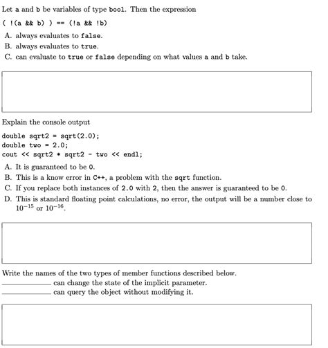 Solved Let A And B Be Variables Of Type Bool Then The