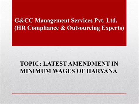 Minimum Wages Ammendment In Haryana Ppt