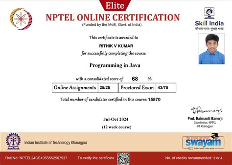 Rithik V Kumar On Linkedin Nptel Java Programming Skilldevelopment