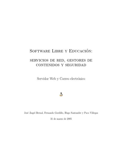 Curso Linux Software Libre Y Educacion Servicios De Red Gestores De Contenidos Y Seguridad