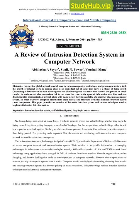 A Review Of Intrusion Detection System In Computer Network Pdf