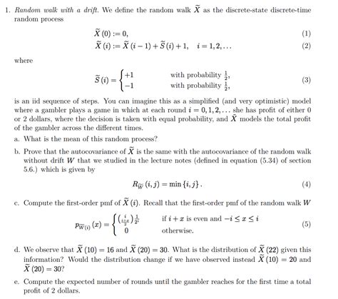 Random Walk With A Drift We Define The Random Chegg