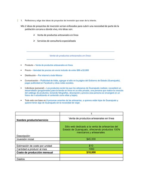 Compartiendo Ideas De Proyectos De Inversión 6 1 Reflexiona Y Elige Dos Ideas De Proyectos De