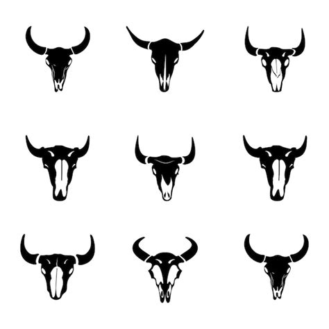 Premium Vector Bison Skull Vector Illustration Set With Isolated Clip Art White Background And