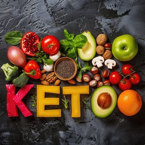 Keto Diet Concept Stack Of Low Carb Vegetables Fruits Greens And