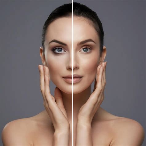 woman before and after makeup the concept of transformation beauty