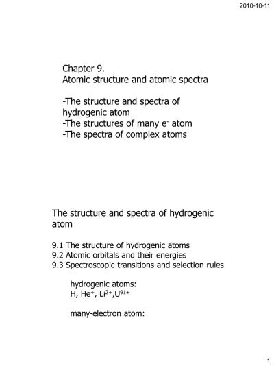 Atomic Structure And Atomic Spectra