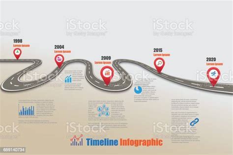 도 지도 타임 라인 Infographic 벡터 일러스트 레이 션 개념에 대한 스톡 벡터 아트 및 기타 이미지 개념 거리