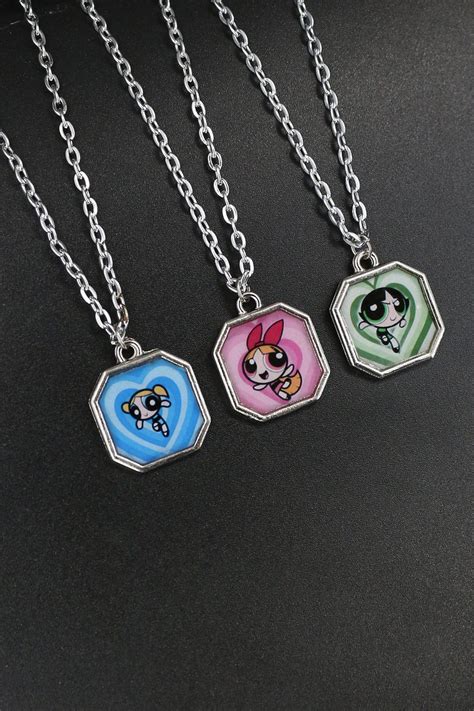 Dukkanka lü Powerpuff Girls Best Friends Çiftli Kolye Bff Arkadaşlık Çelik Baskılı Kolye