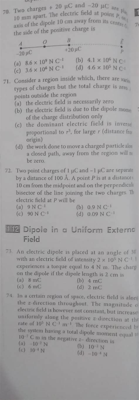 In A Certain Region Of Space Electric Field Is Aloni The Z Direction Thr
