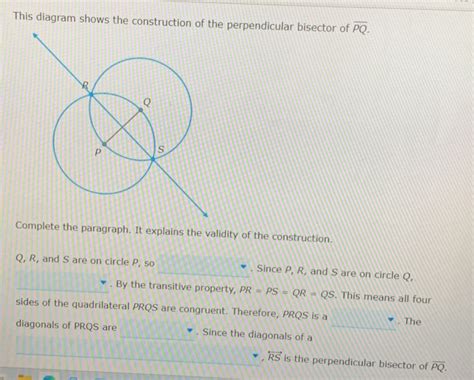 This Diagram Shows The Construction Of The Perpendicular Bisector Of Overline PQ Complet Math