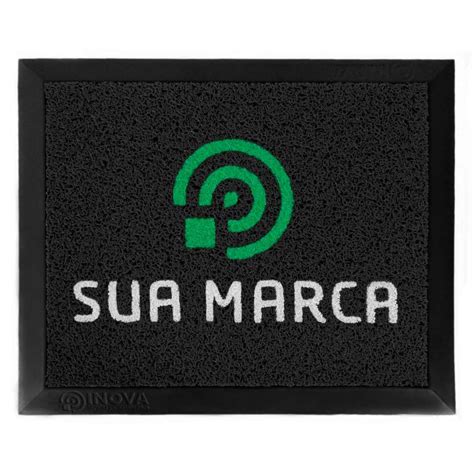Tapete Capacho Personalizado Base Borracha Multiuso Preto 68 X 58