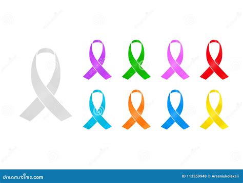 Awareness Ribbons Set Stock Vector Illustration Of Green 113359948
