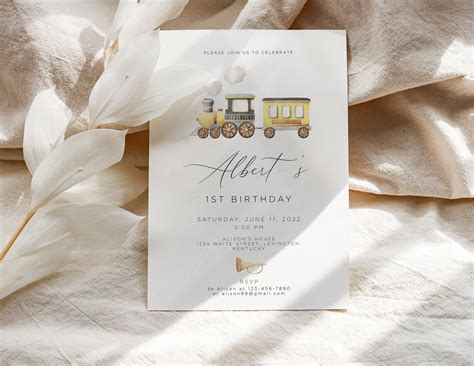 Train Birthday Invitation Train First Birthday Invitation Etsy