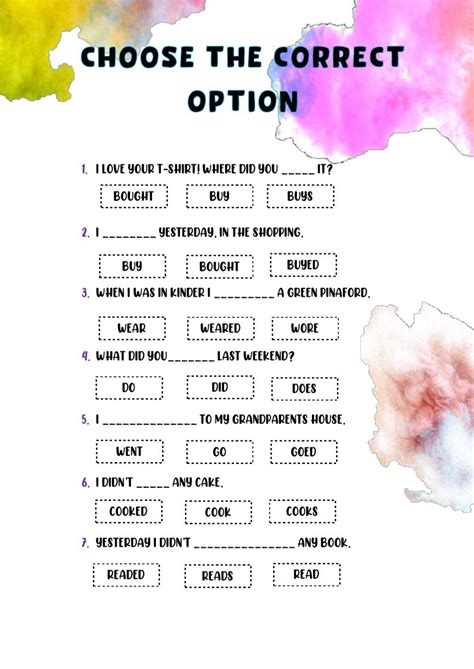 Regular And Irregular Verbs Simple Past Tense School Subjects Any