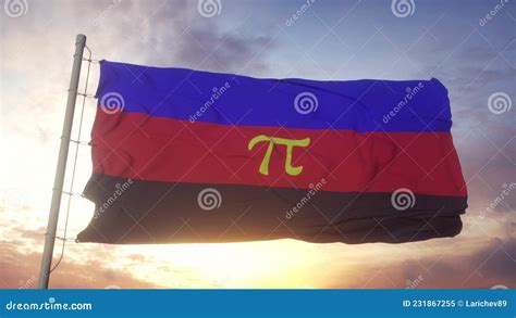 Polyamory Pride Flag Waving In The Wind Sky And Sun Background 3d