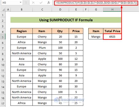 How To Use The Excel Sumproduct Function Examples