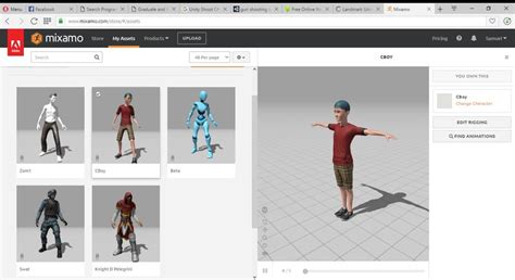 Mixamoadobe Fuse Online Rigging And Animation Webpage Download