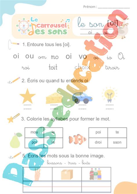 Le Son Oi Gs Cp Ce1 Phonologie Lecture Le Carrousel Des Sons