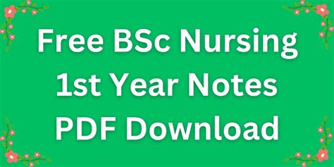Free Bsc Nursing 1st Year Notes Pdf Download 2025