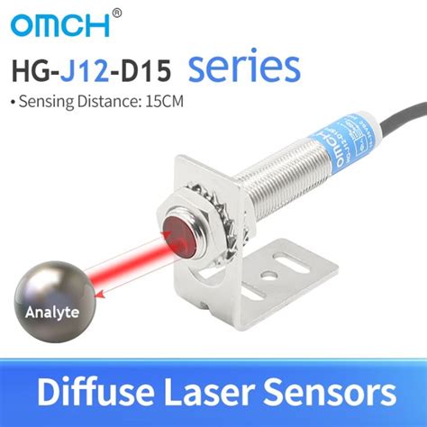 OMCH M12 Laser Diffuse Photoelectric Sensor 15cm Adjustable Min Spot 0