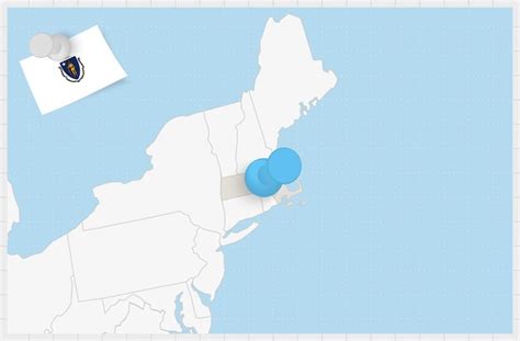 Premium Vector Map Of Massachusetts With A Pinned Blue Pin Pinned