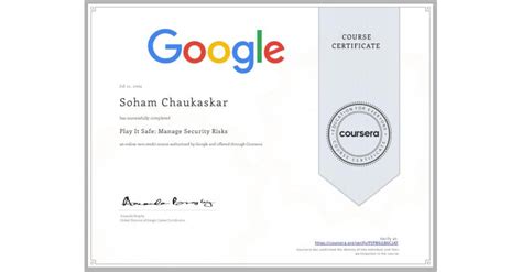 Soham Chaukaskar On Linkedin Completion Certificate For Play It Safe Manage Security Risks