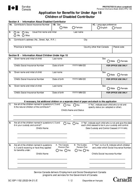 Service Canada PROTECTED B When Completed Person Fill Out And Sign