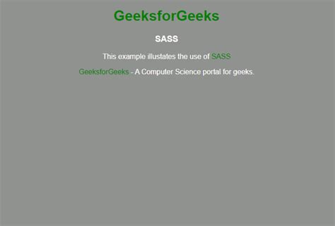 Sass Geeksforgeeks
