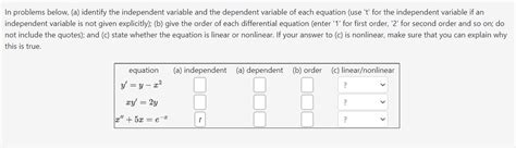 Solved In Problems Below A Identify The Independent Chegg
