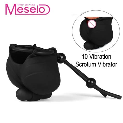 Cheap Price Meselo Men Testicle Massager Vibrator Scrotum Testis Silicone Ring Bag Delay