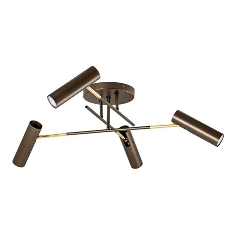Axion Ceiling Light 4 Bulb Titanium Coloured Steel Uk