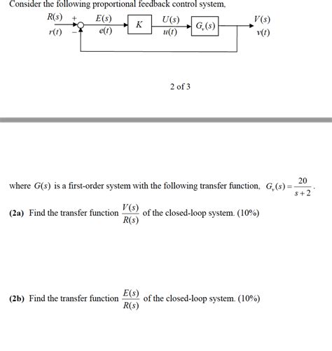Solved Consider The Following Proportional Feedback Control
