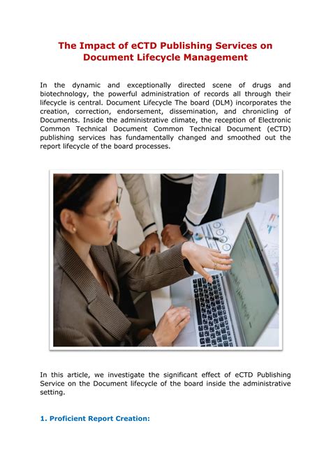The Impact Of Ectd Publishing Services On Document Lifecycle Management