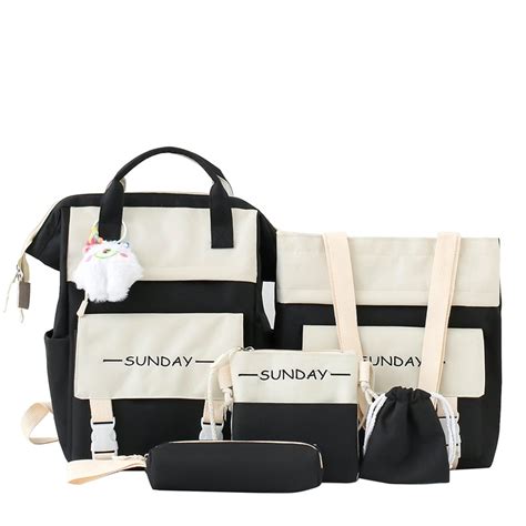 Tenbip 5pcs Kawaii Backpack Cute Backpack Aesthetic Backpack Preppy