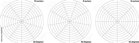 Polar Grid Divided Into Radial Degree 10 9 And 8 Sectors And Concentric Circles Protractor Or