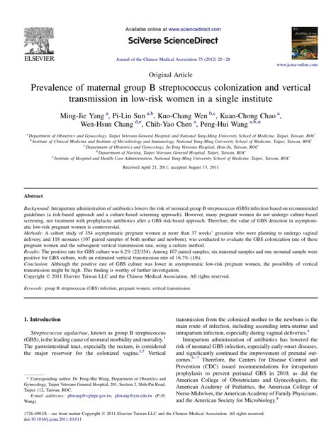 Pdf Prevalence Of Maternal Group B Streptococcus Colonization And Vertical Transmission In Low