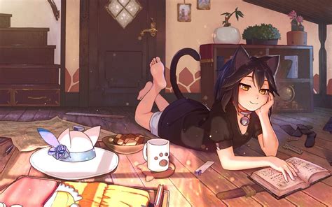 Anime Girl Reading Books Wallpapers Wallpaper Cave