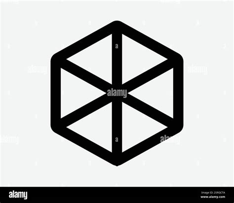 Hexagon Pie Section Shape Geometry Slice Parts Outline Line Icon Black