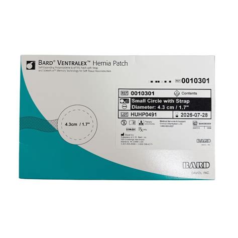 New Bard Ref 0010301 Bard Ventralex Hernia Patch Small Circle With Strap Dia 43 Cm 2box
