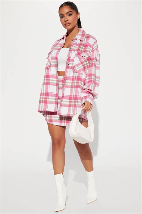 Proud Moment Plaid Skirt Set Pinkcombo Fashion Nova