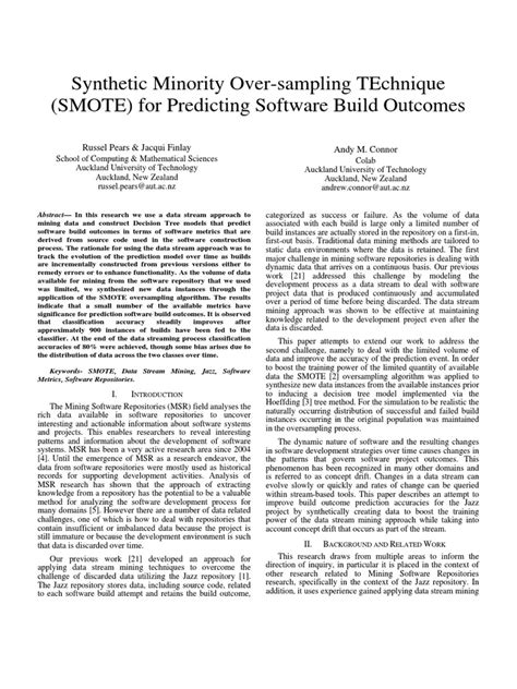 Synthetic Minority Over Sampling Technique Smote For Predicting