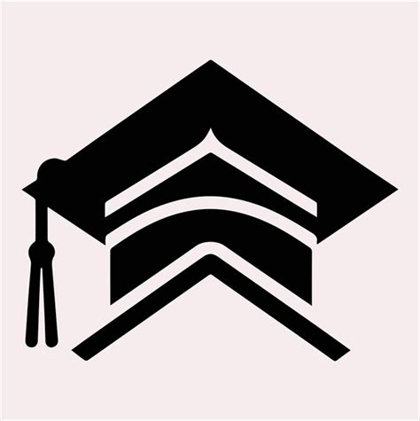 Minimalist Degree Logo With Convocation Cap In Blacksilhouette Vector