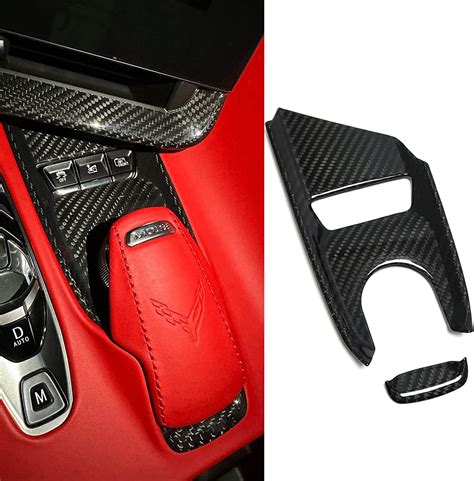C Corvette Carbon Fiber Mode Selector Control Plate Cover Black Red Carbon Next