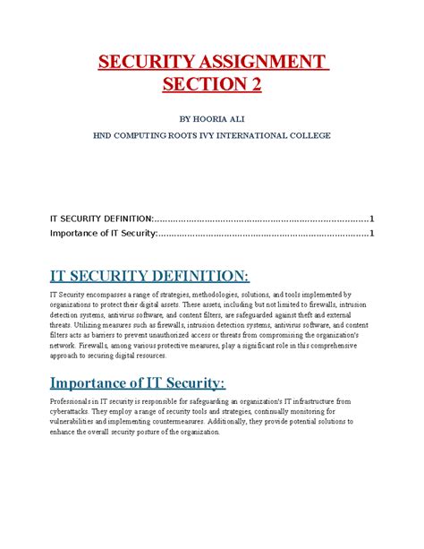 Hooria Ali Security Section 2 Security Assignment Section 2 By Hooria