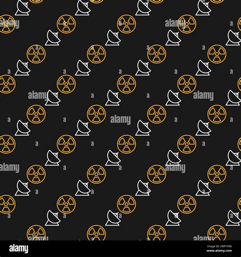 Parabolic Antenna And Radiation Sign Line Seamless Pattern Vector Space Based Nuclear Weapons