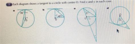 Solved Each Diagram Shows A Tangent To A Circle With Centre O Find X And Y In Each Case B [math]