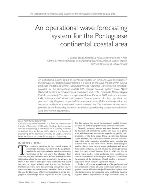 Pdf An Operational Wave Forecasting System For The Portuguese Continental Coastal Area