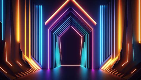 Premium Ai Image Abstract Neon Color Glowing Lines Background 3d